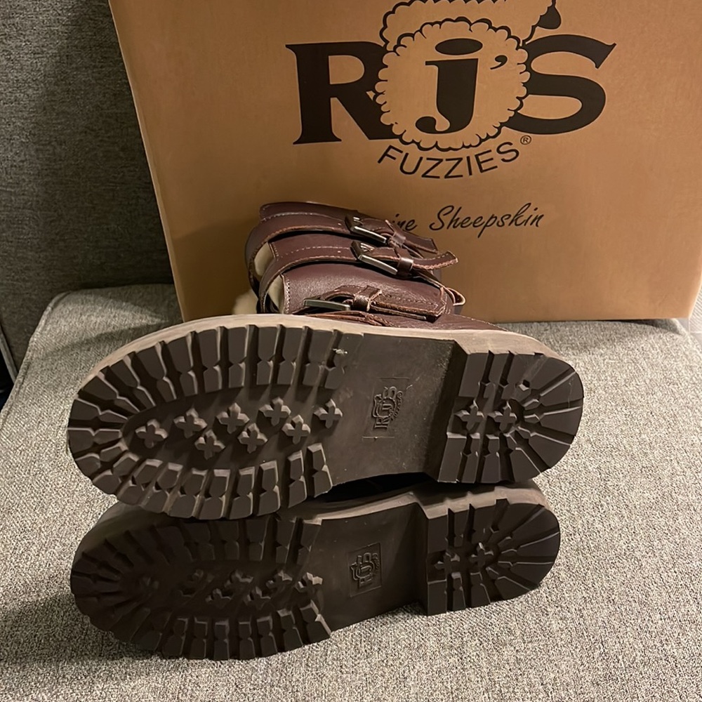 Rj’s Alpaca Brown Leather Viking Boots - Gem